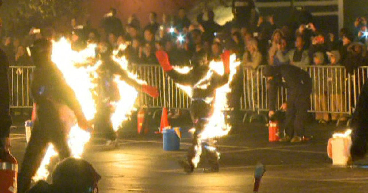 20 people lit on fire for world record stunt