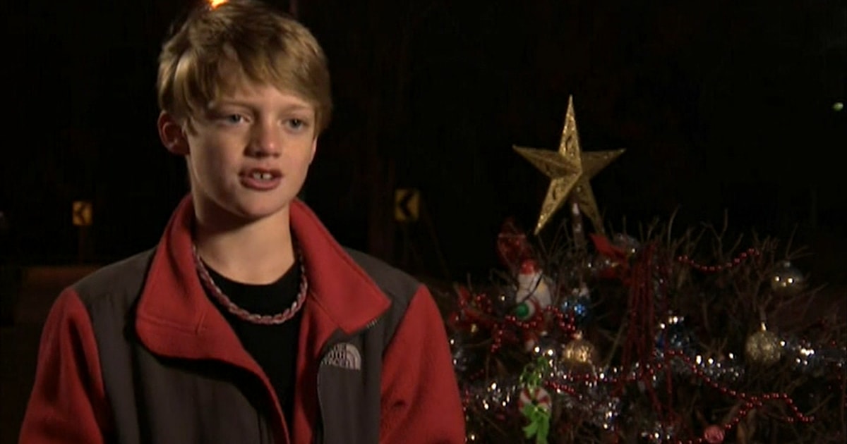 Boy creates real life Charlie Brown Christmas tree