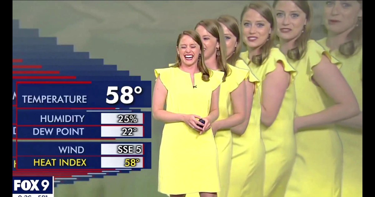 FOX 9 meteorologist Jennifer McDermed is startled to see duplicates of ...
