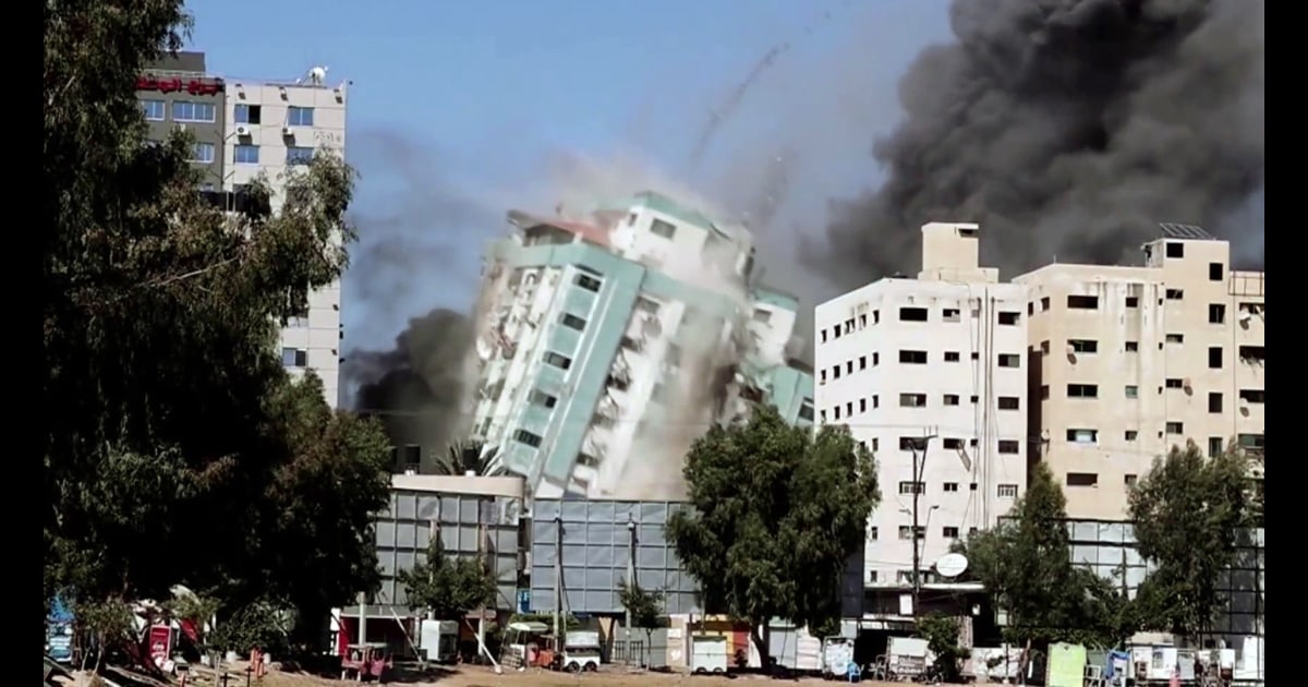 Gaza media tower destroyed by Israeli airstrike