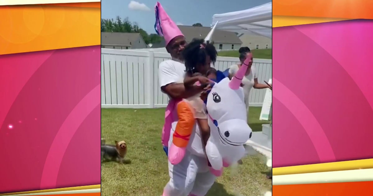 Ex-NFL player dresses as unicorn for his granddaughter’s birthday