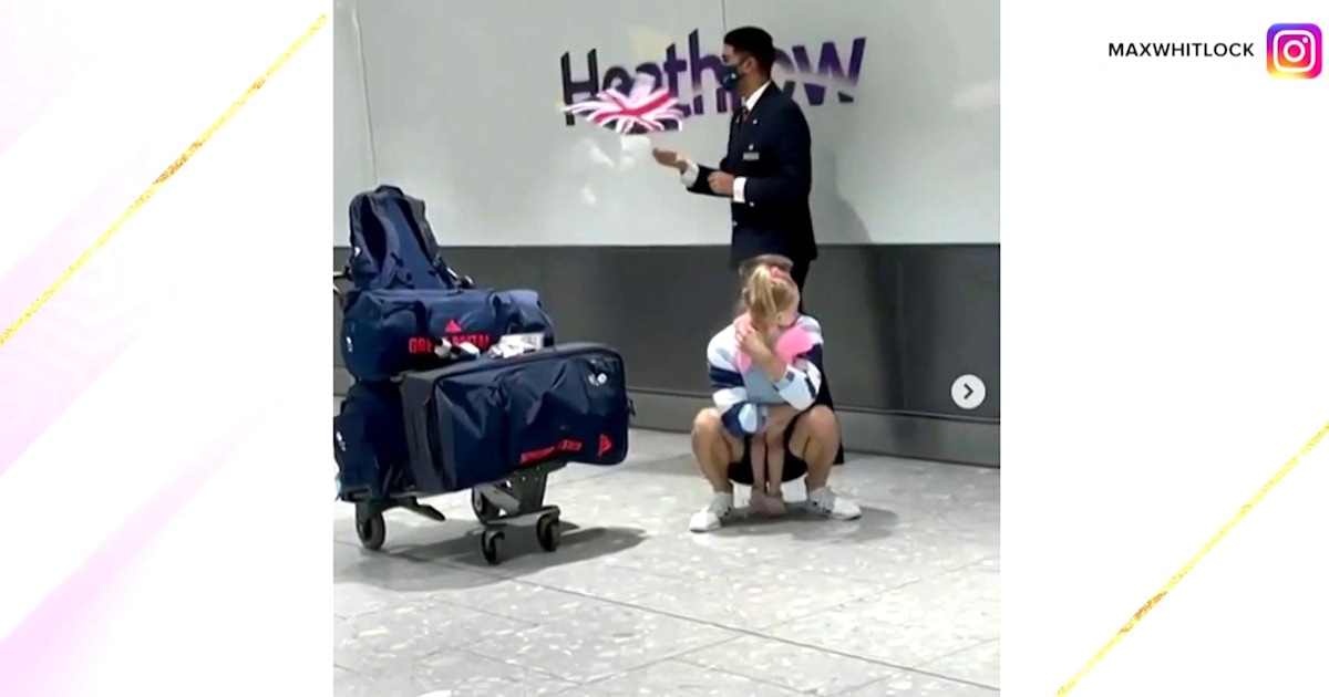 Watch this 2-year-old welcome her gymnast dad Max Whitlock home from ...