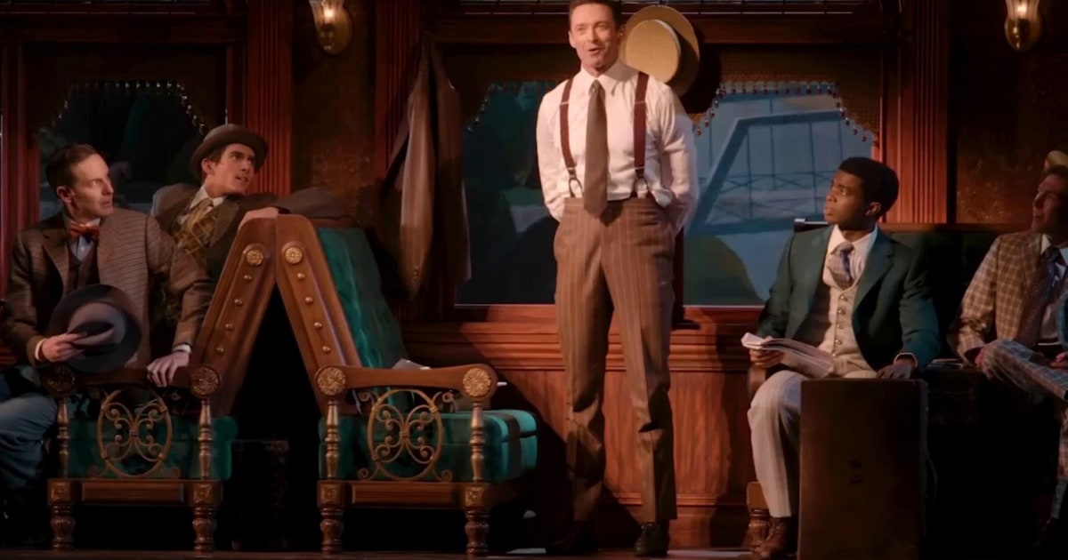 Hugh Jackman plays ‘The Music Man’ in live preview performance