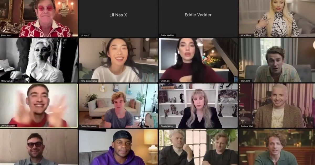 Miley Cyrus, Stevie Wonder and other stars join Elton John on Zoom call
