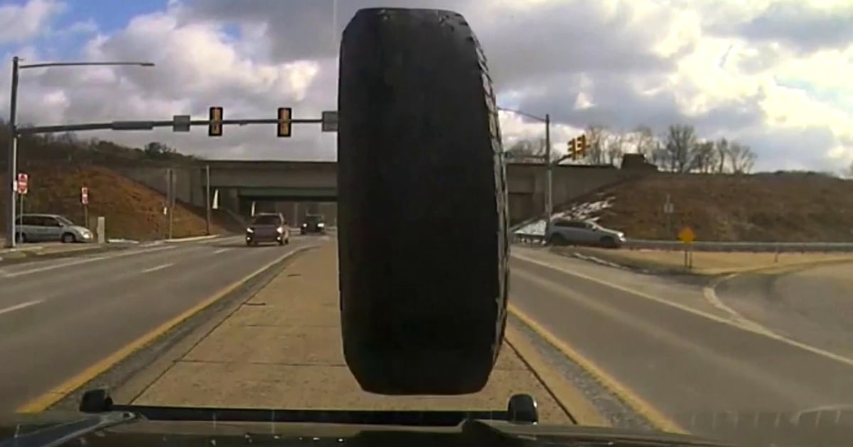 Tire smashes into windshield of police cruiser in Pennsylvania