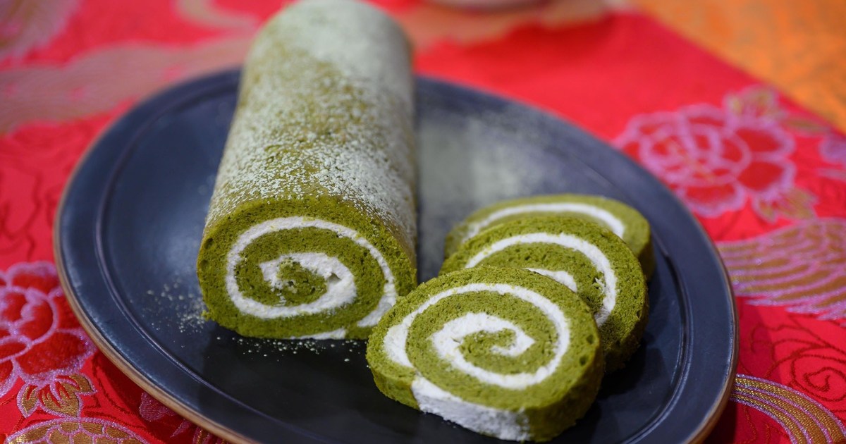 Recipe for Chinese matcha jasmine Swiss rolls