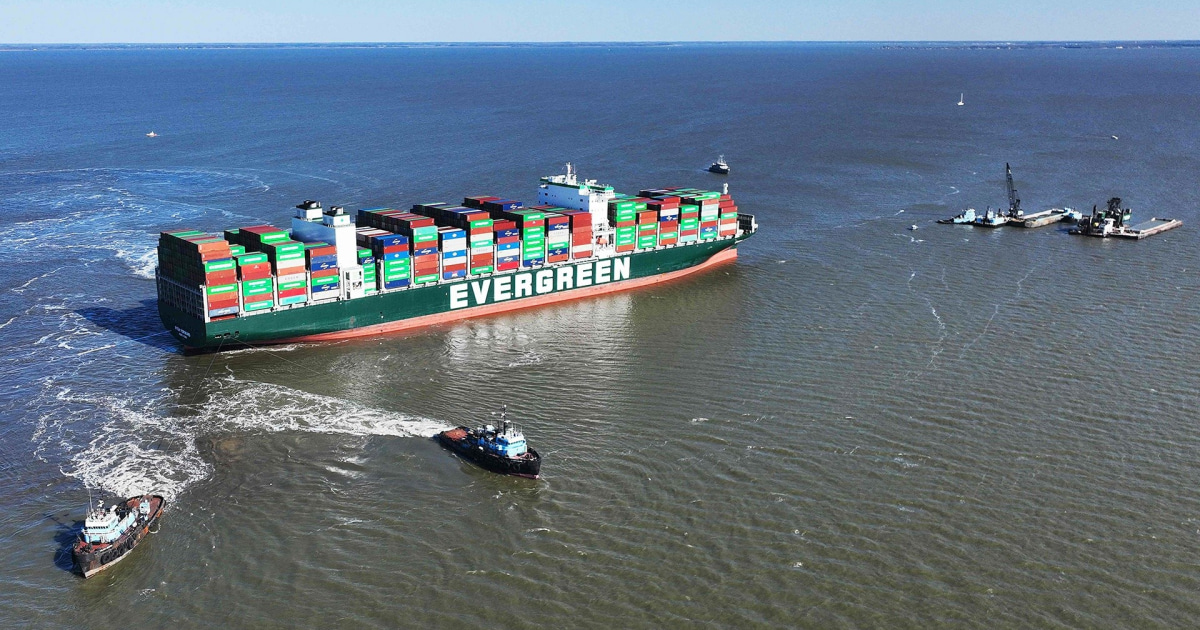 Container ship Ever Forward remains lodged in Chesapeake Bay