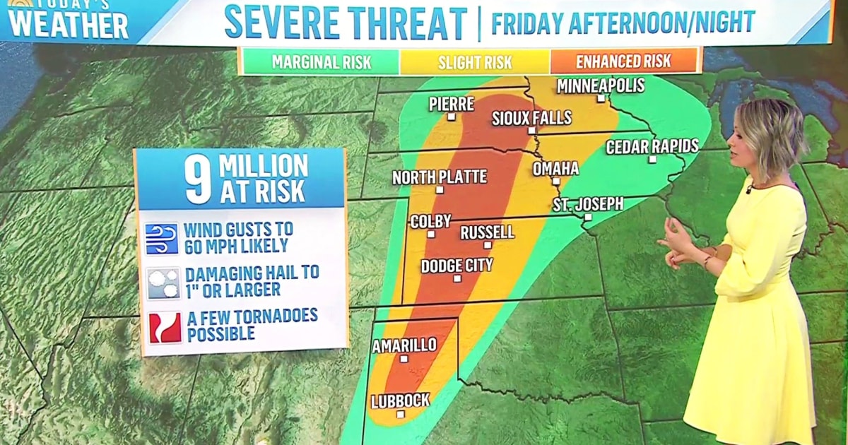 Severe weather threat in middle of US puts 9 million at risk