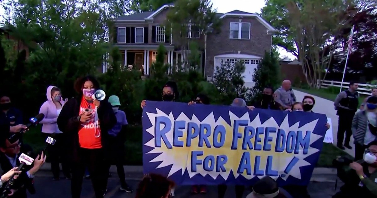 Abortion rights activists protest outside Justice Alito’s home
