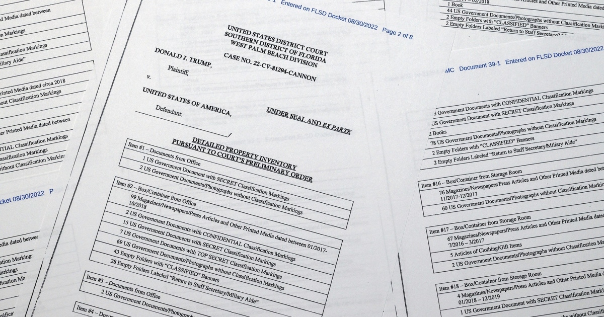 FBI says it found several empty ‘classified’ folders in Mar-a-Lago