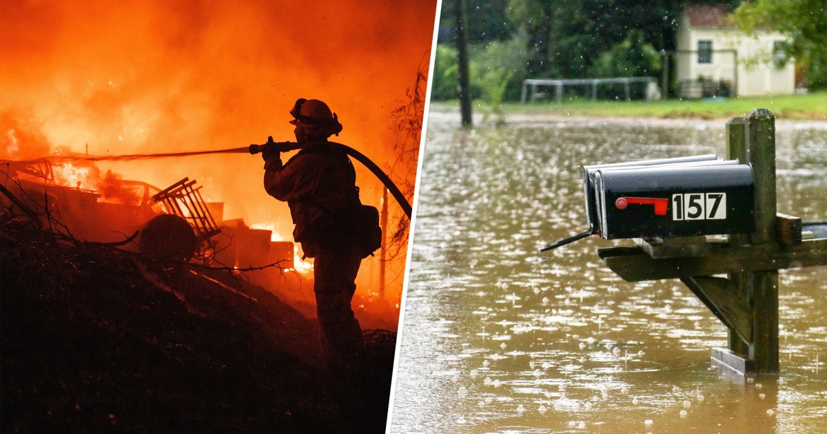 South to Northeast see heavy flooding; heat and wildfires out West