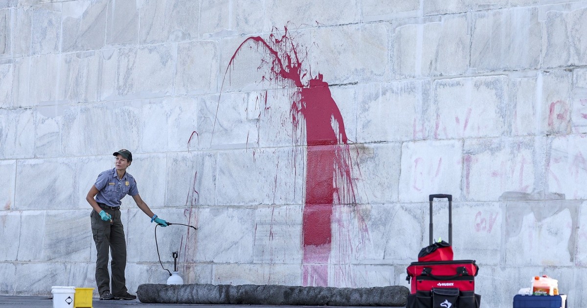 Clean up underway after landmarks in Washington, DC defaced