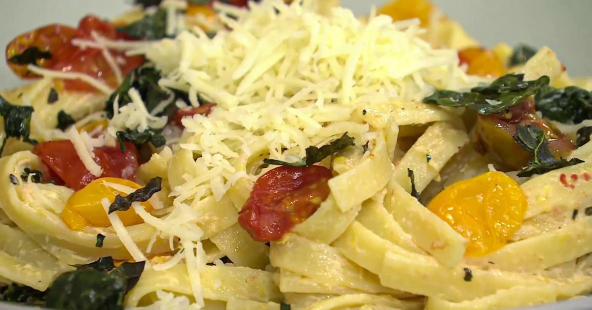 Try this creamy pasta with ingredients picked from the garden