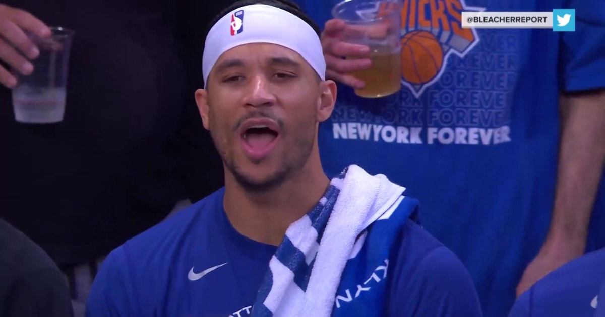 New York Knicks’ Josh Hart breaks into song during playoff game