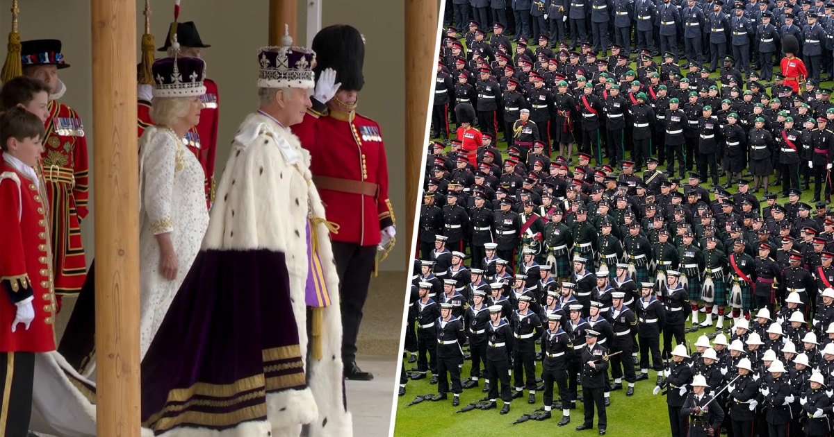 Watch 4,000 troops give royal salute to King Charles III