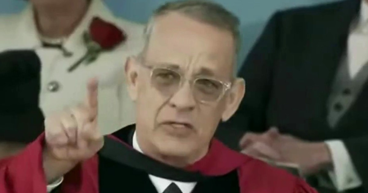 Tom Hanks pokes fun at himself during Harvard commencement