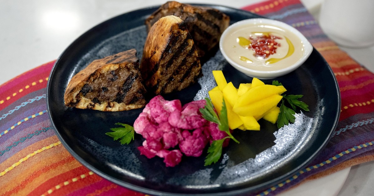 Get Ayesha Nurdjaja's recipe for arayes with pickled veggies