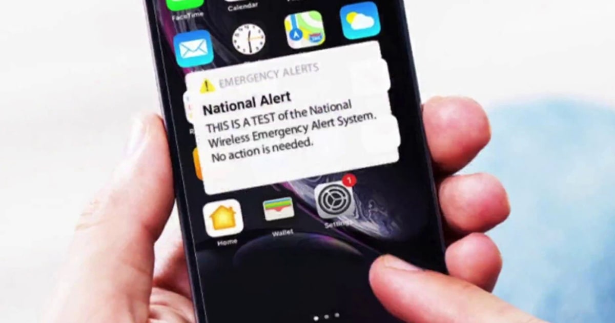 Phones to receives an alerts as part of emergency broadcast test