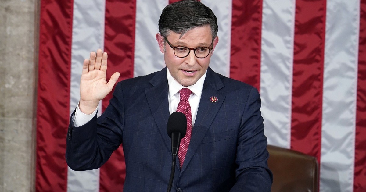 What issues does Mike Johnson face as newly elected speaker?