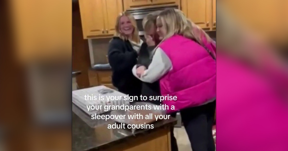 Adult grandkids surprise their grandparents with a sleepover