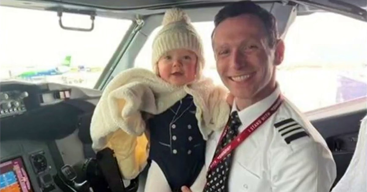Baby boards first flight with her dad flying the plane