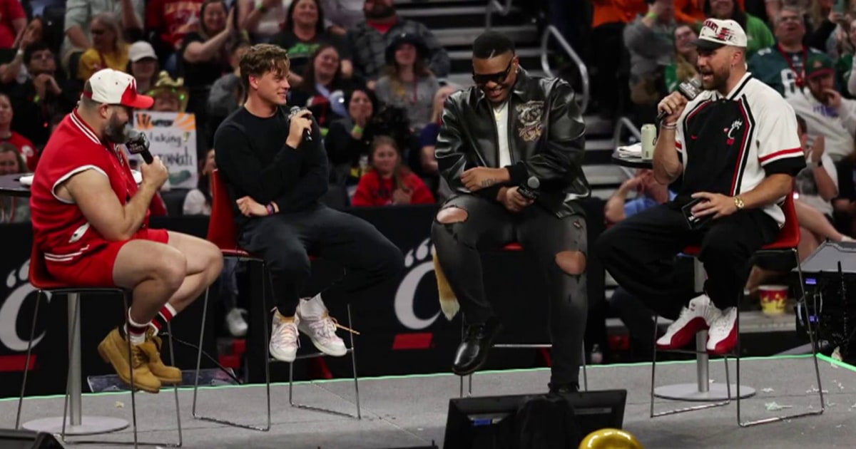 Kelce brothers record podcast episode at their alma mater