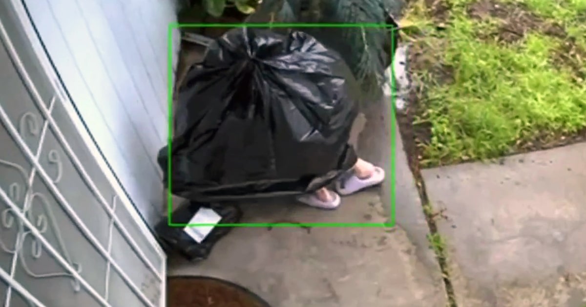 Porch pirate caught on camera disguised in garbage bag