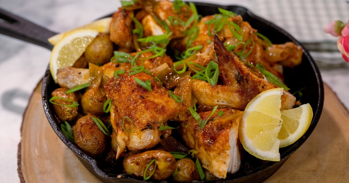 Roast chicken with potatoes and shrimp butter: Get the recipe!