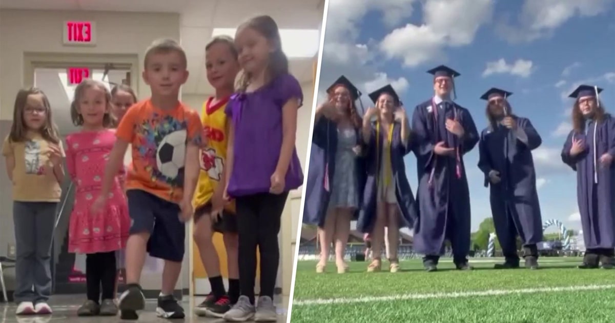 Kindergarteners ‘jump’ into high school graduation in sweet video