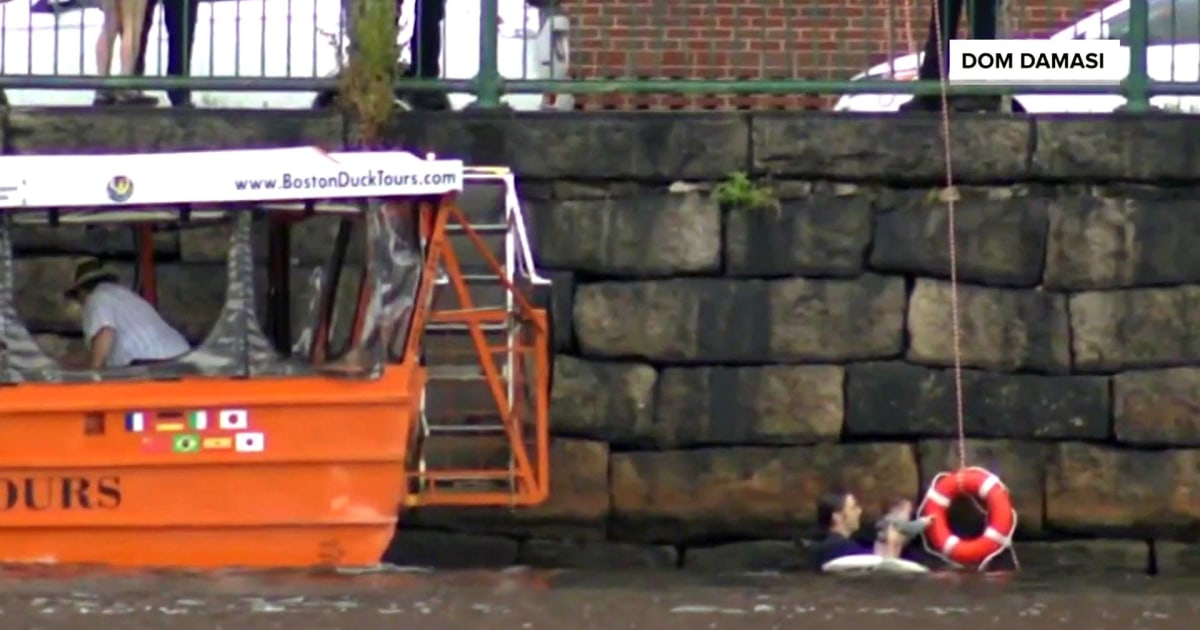 Boston duck boat rescues father and toddler after fall into river Boston duck boat rescues father and toddler after fall into river