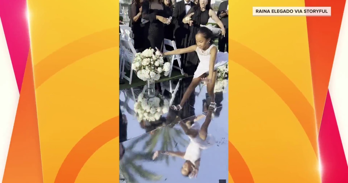 Watch: Flower girl makes spectacular exit at wedding