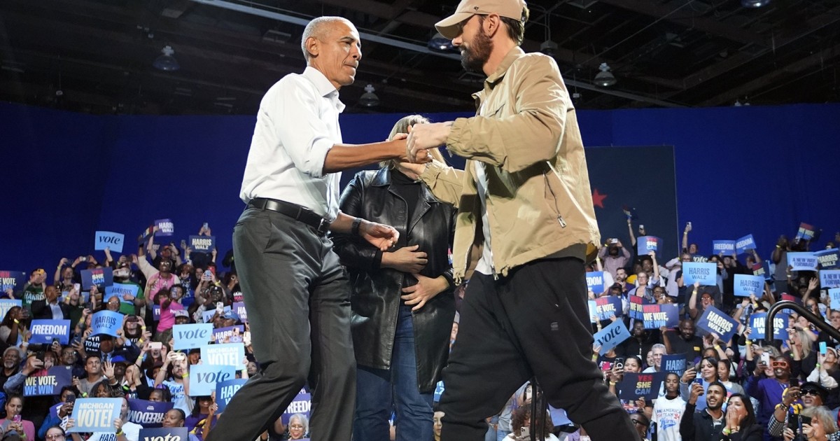 Obama, Eminem rally for Harris; Trump hits trail in North Carolina