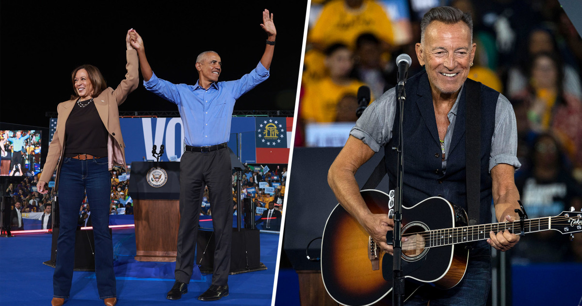 Harris brings out Obama and Bruce Springsteen on campaign trail