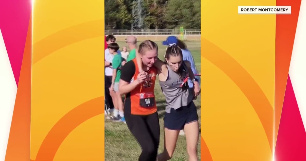 Runner on track to beat personal best stops to help rival cross finish