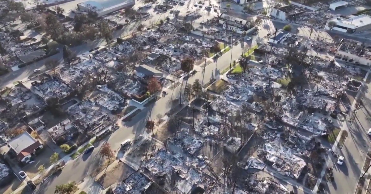 Drone footage shows destruction from the Eaton Fire in California