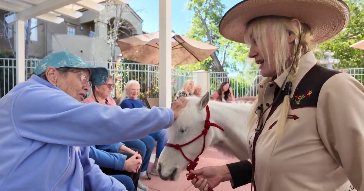 Daryl Hannah spreads love to seniors with her therapy mini horses