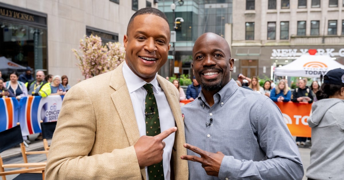 Craig Melvin surprised by friend Leroy Doby on the TODAY plaza!