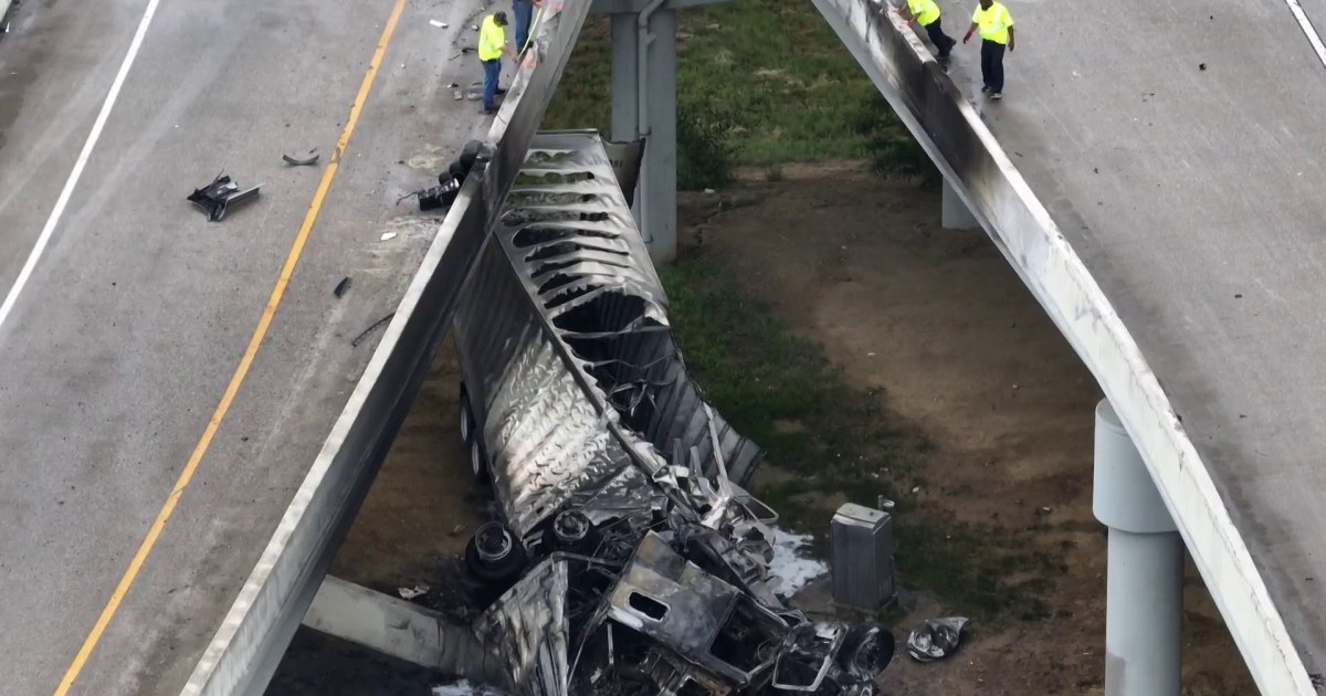 Semi Truck in Louisville Falls Off Overpass, Bursts Into Flames
