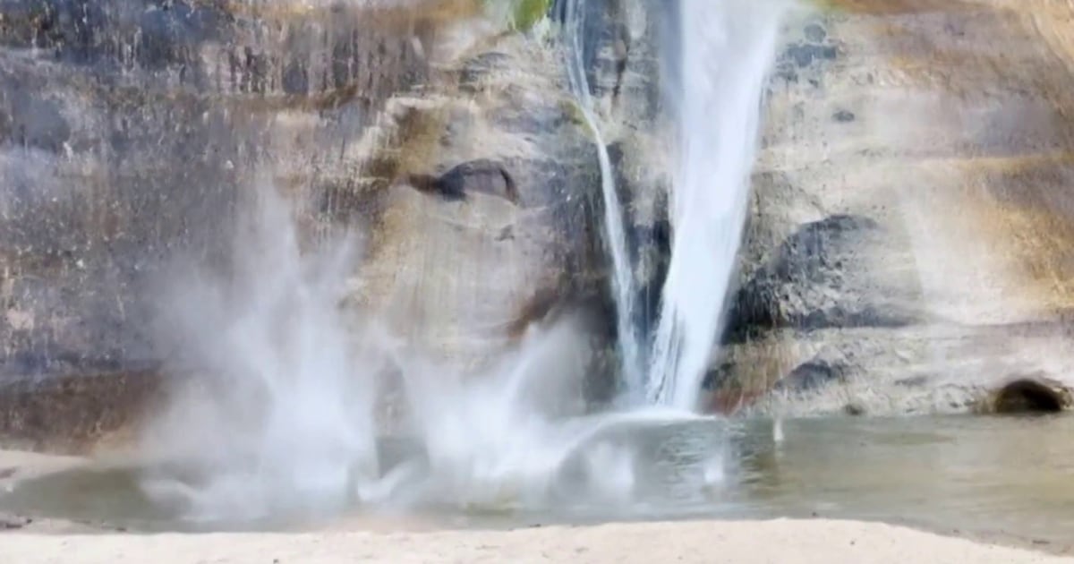 Video: Falling Rocks Narrowly Miss Swimmers at Utah Waterfall
