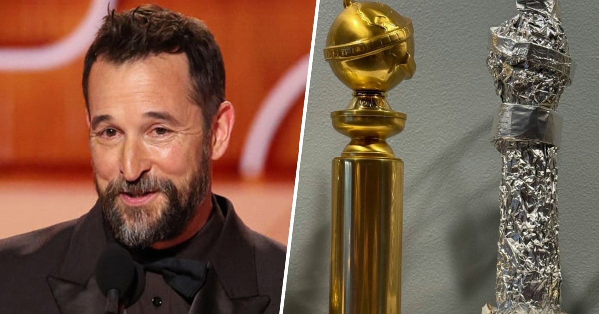 Noah Wyle Puts Golden Globe Award Next to Best Dad Trophy