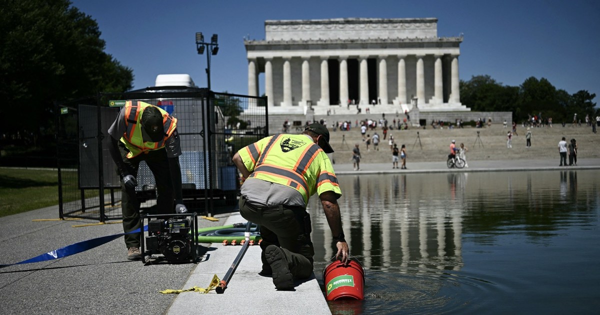 Algae Turns Trump’s ‘American Flag Blue’ Reflecting Pool Green