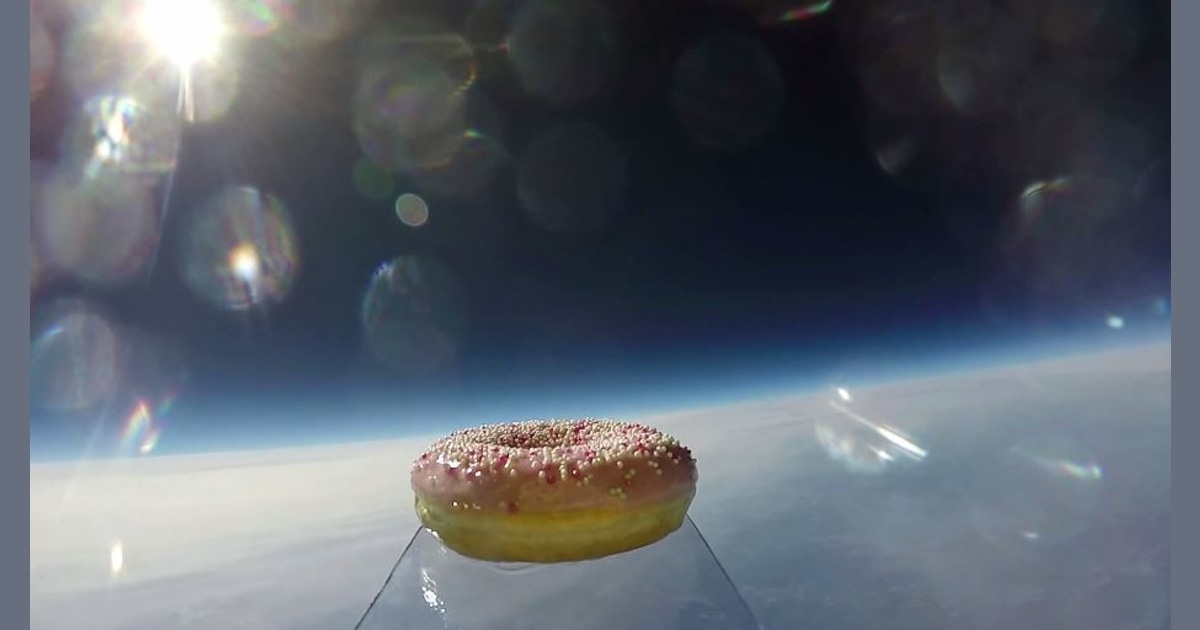 Mmm, space doughnut: Pink pastry launched into stratosphere