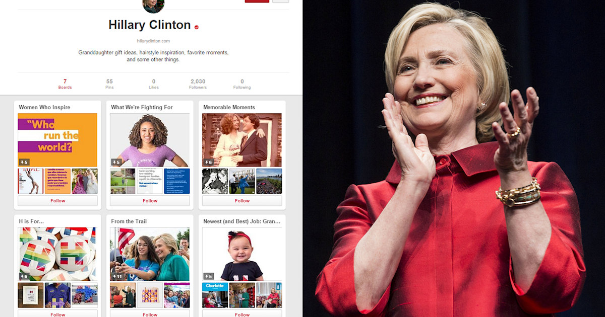 Hillary Clinton creates Pinterest page