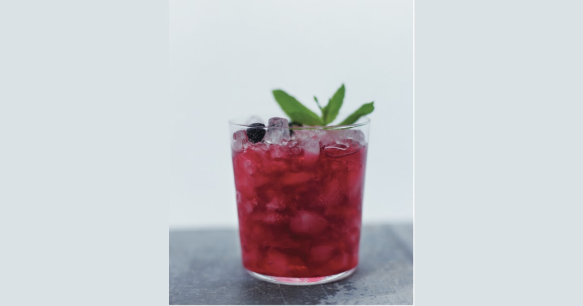 "Black Jack" cocktail with blackberry shrub