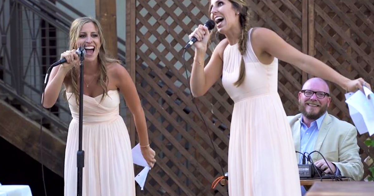 Sisters sing tribute in epic wedding toast
