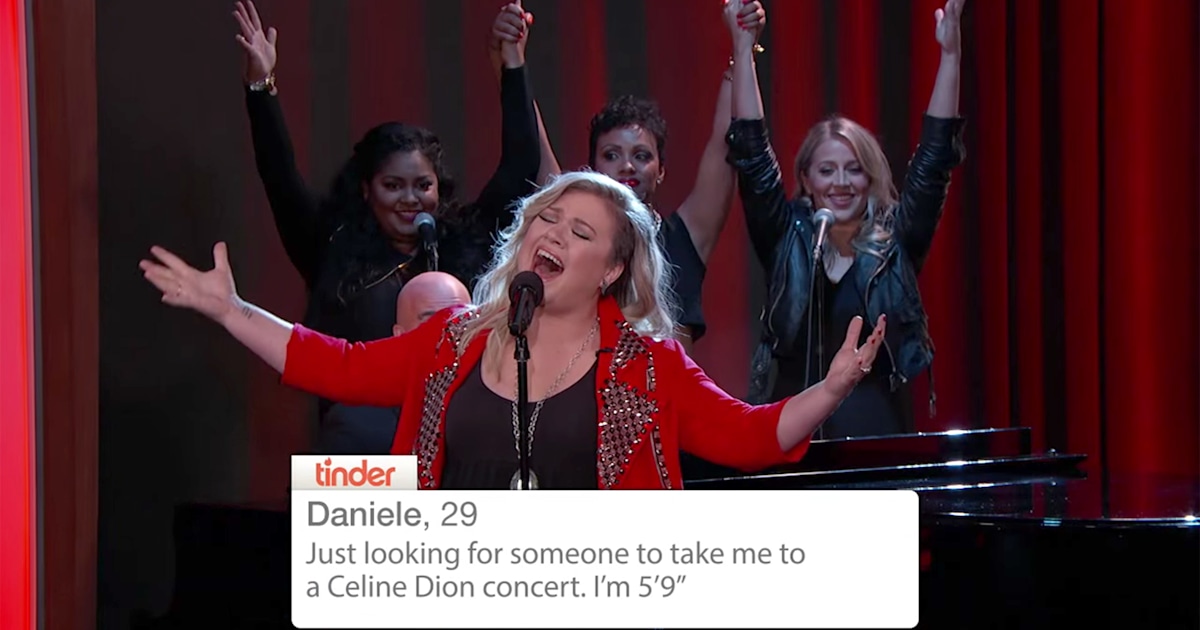 Kelly Clarkson sings Tinder profiles in funny 'Jimmy Kimmel Live!' bit