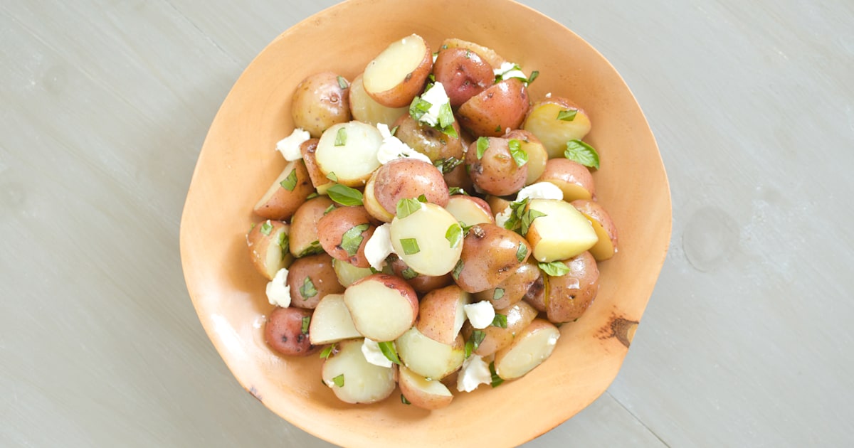 Baby Potatoes with Basil and Goat Cheese