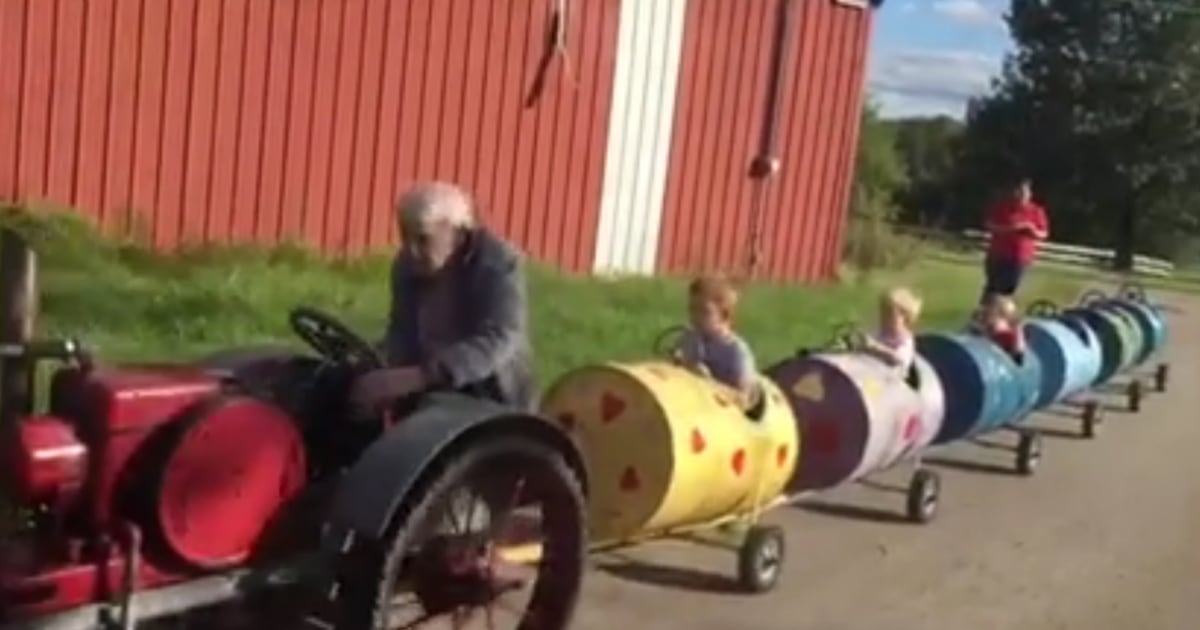 Retired farmer, 92, gives his great-grandsons a train ride to remember