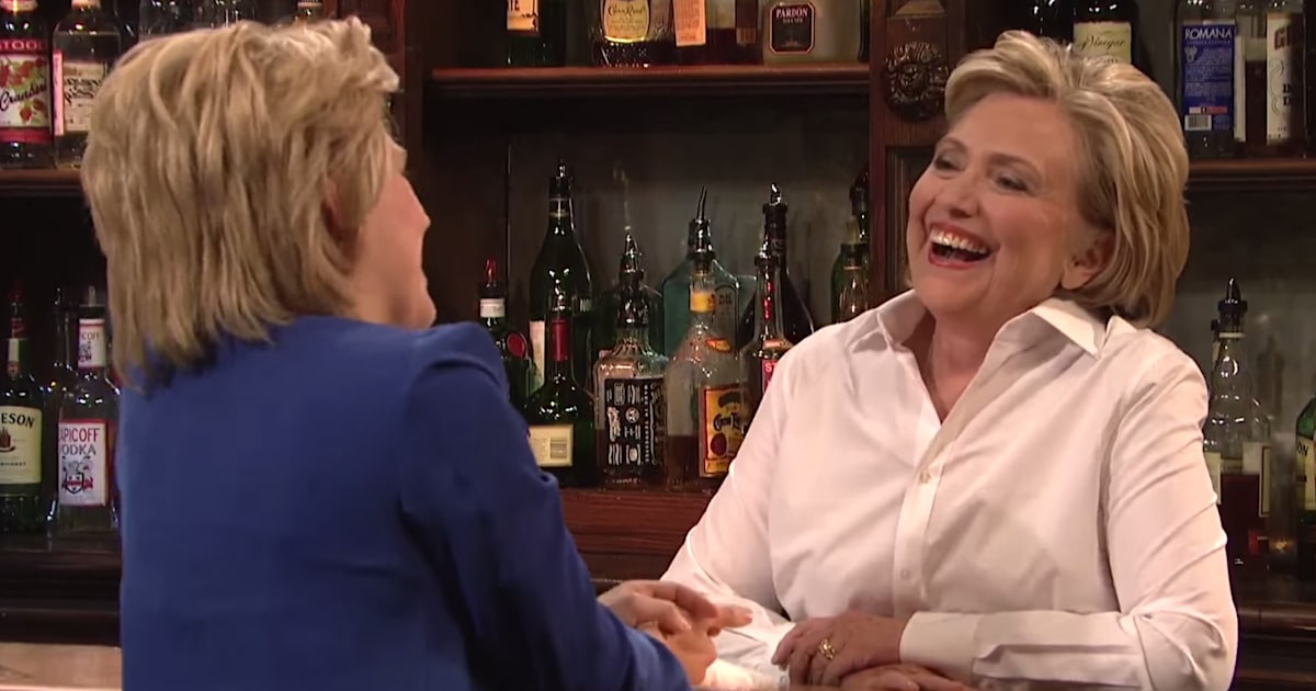 Hillary Clinton tends bar on 'Saturday Night Live' hosted by Miley Cyrus