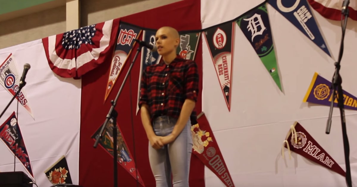 Teen cancer survivor sings 'Fight Song' to give hope to other patients